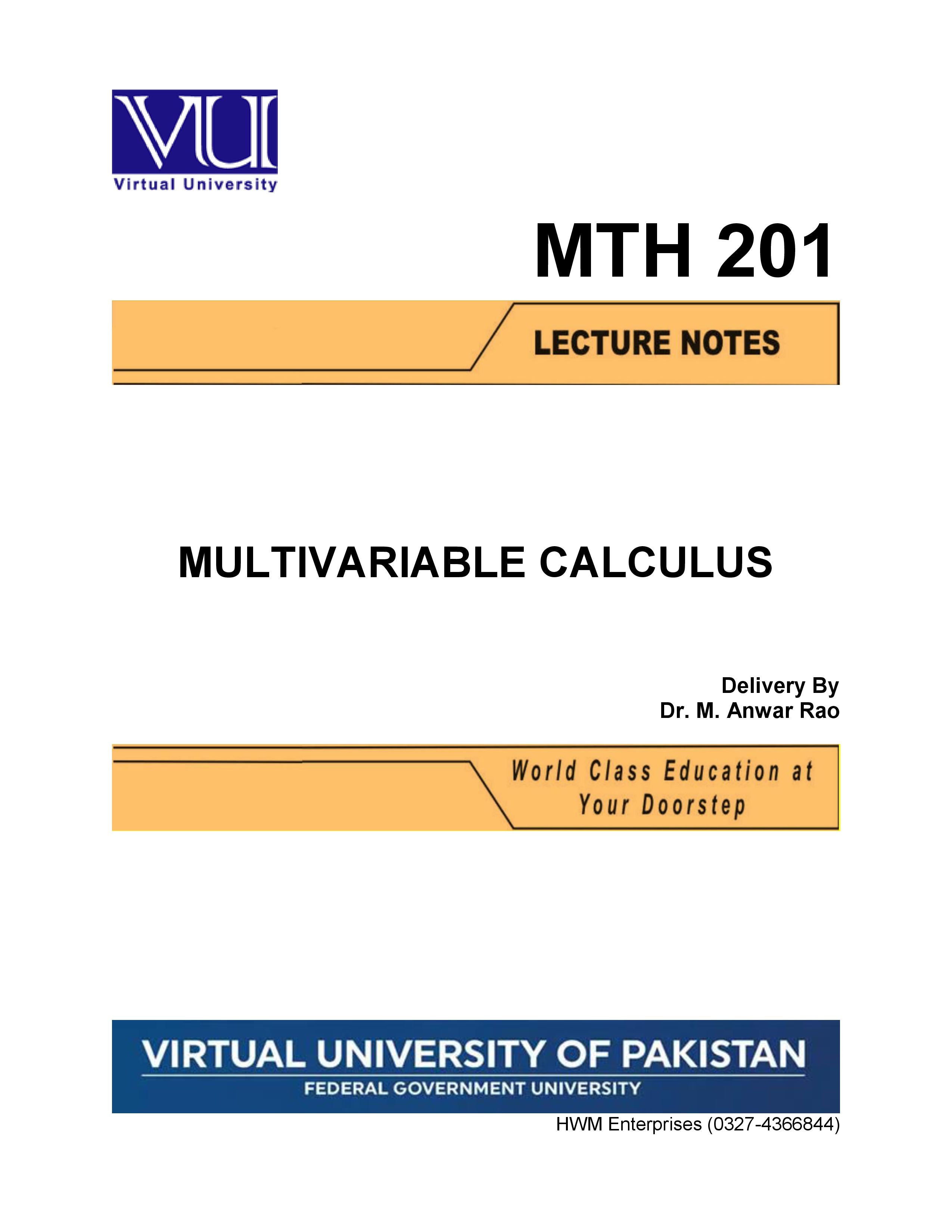 MTH 201 Multivariable Calculus – BOOX